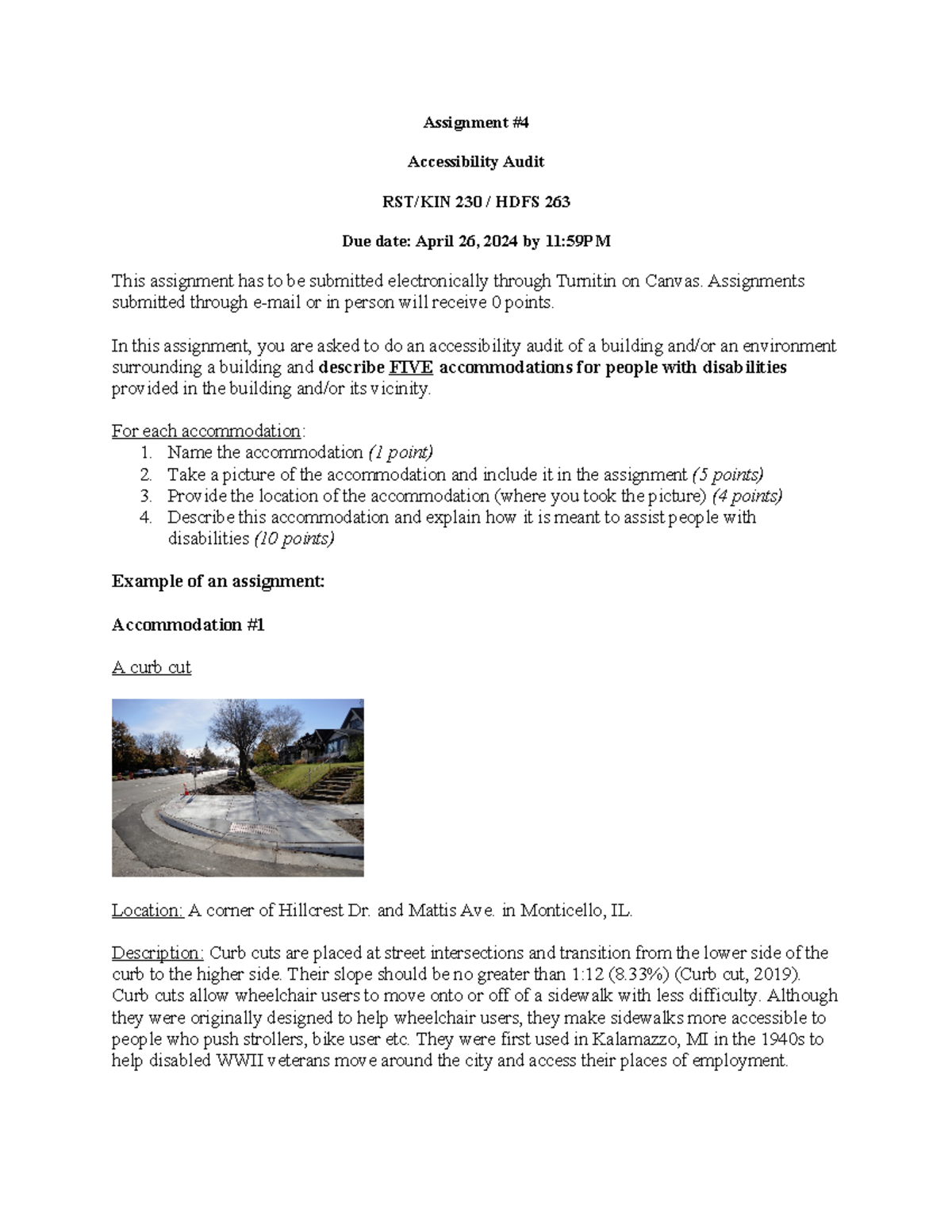 Assignment 4-3 - worksheet weekly discussion - Assignment Accessibility Audit RST/KIN 230 / HDFS ...