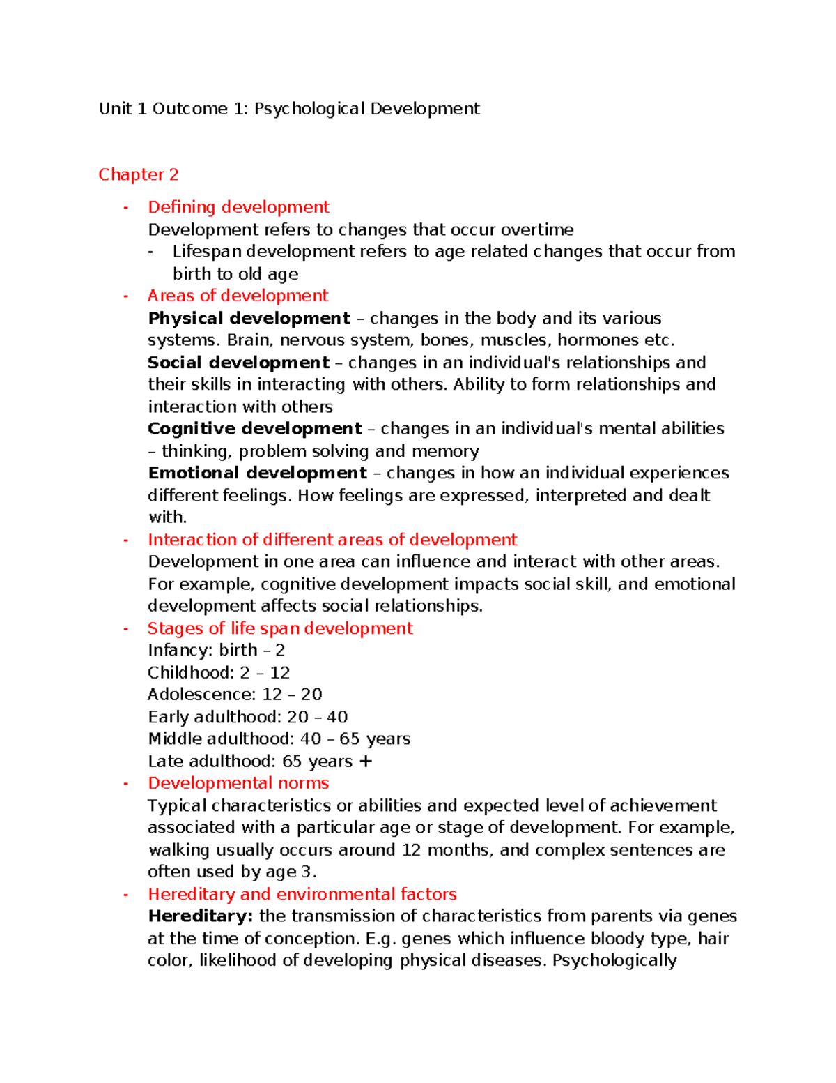 Psych Unit 1 AOS 1 Revision - Unit 1 Outcome 1: Psychological ...
