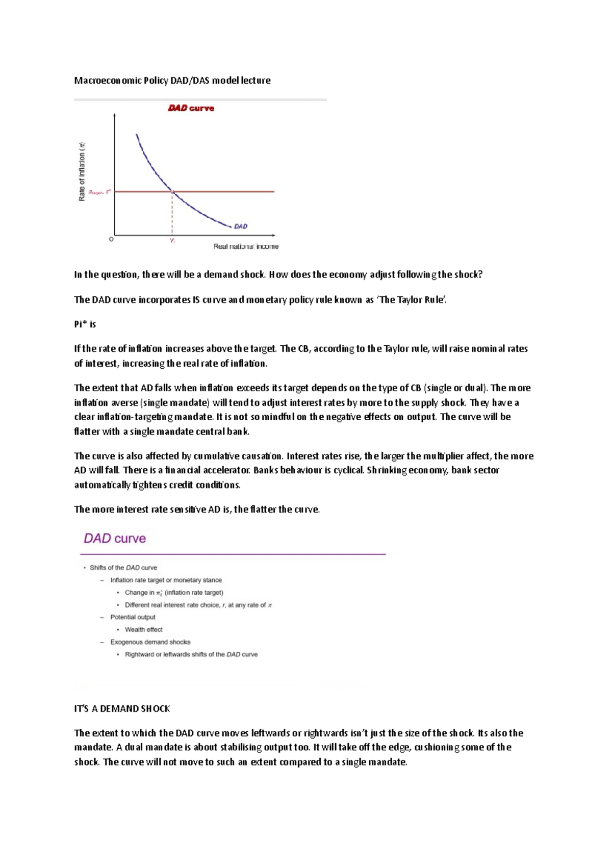 Macroeconomic Policy DAD DAS MODEL - Macroeconomic Policy DAD/DAS model ...