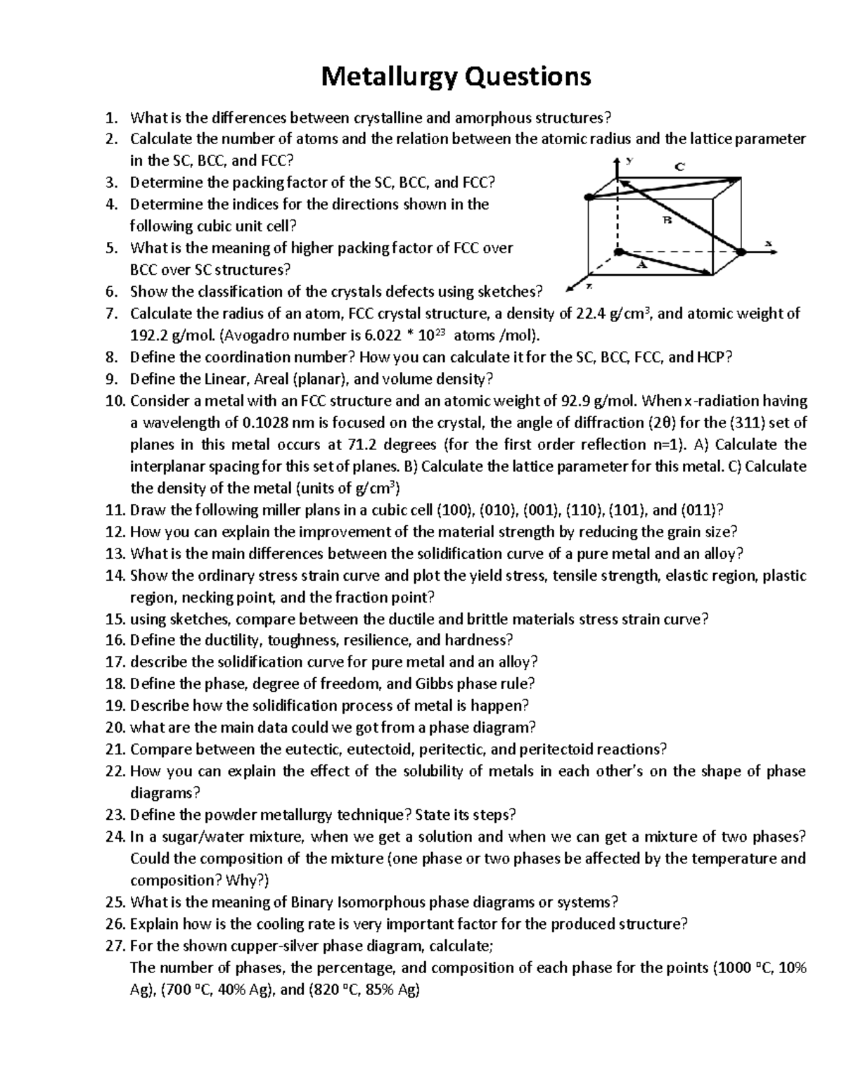 Metallurgy questions - Metallurgy Questions What is the differences ...