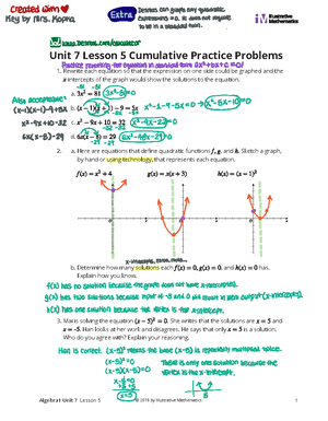Kopka LZ Alg U6L17 Changing the Vertex - Unit 6 Lesson 17 Cumulative Practice Problems Here the ...