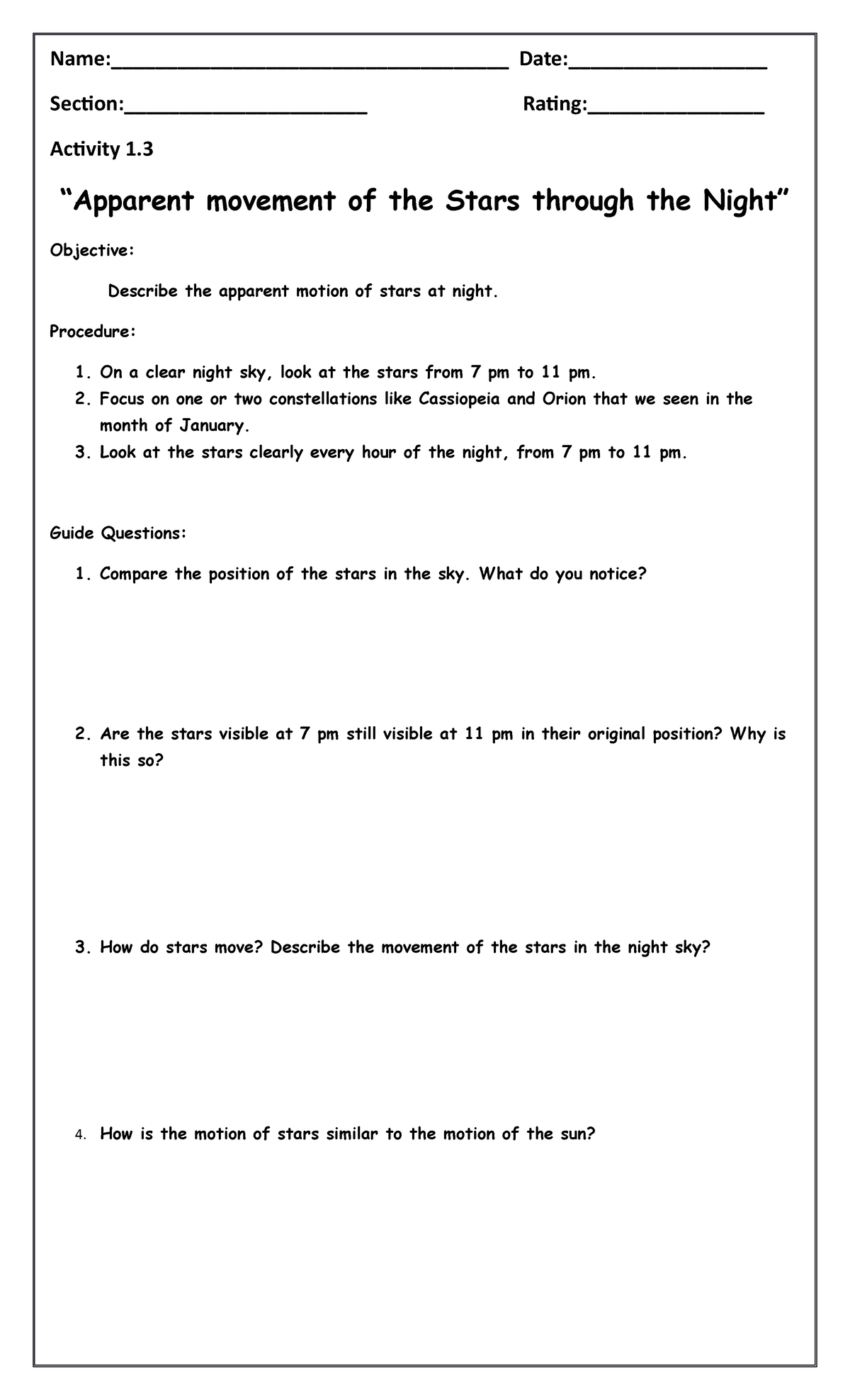 Apparent motion activity - Bachelor of Science in Office Administration ...
