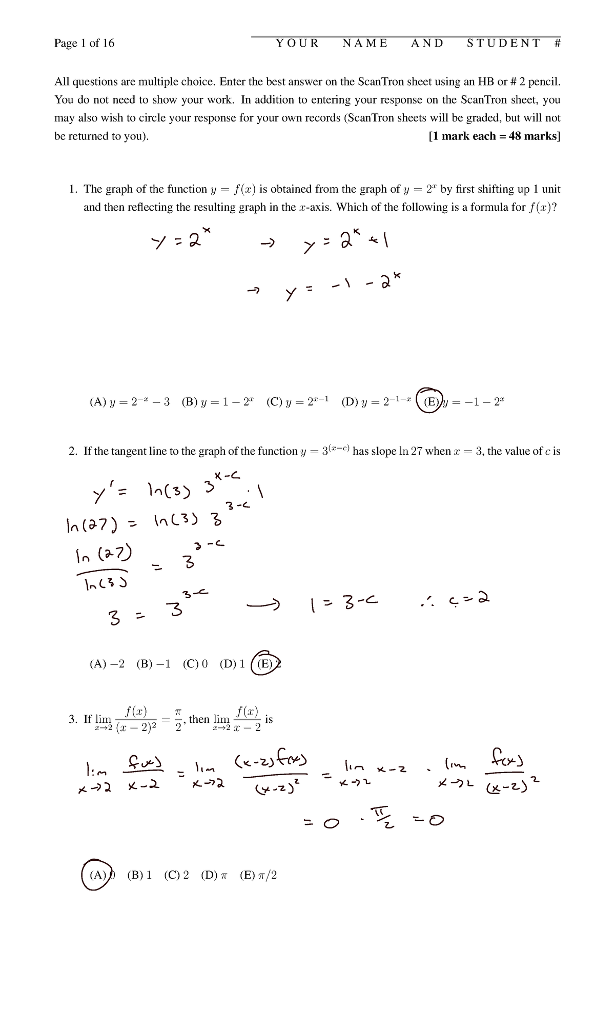 Final exam 20 December 2016, questions - Page 1 of 16 YOUR NAME AND ...