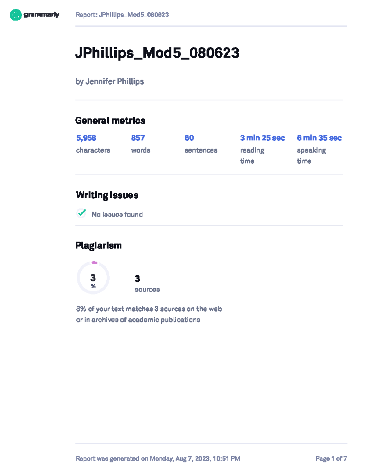 Mod 5 Report 080623 - JPhillips_Mod5_ by Jennifer Phillips General ...