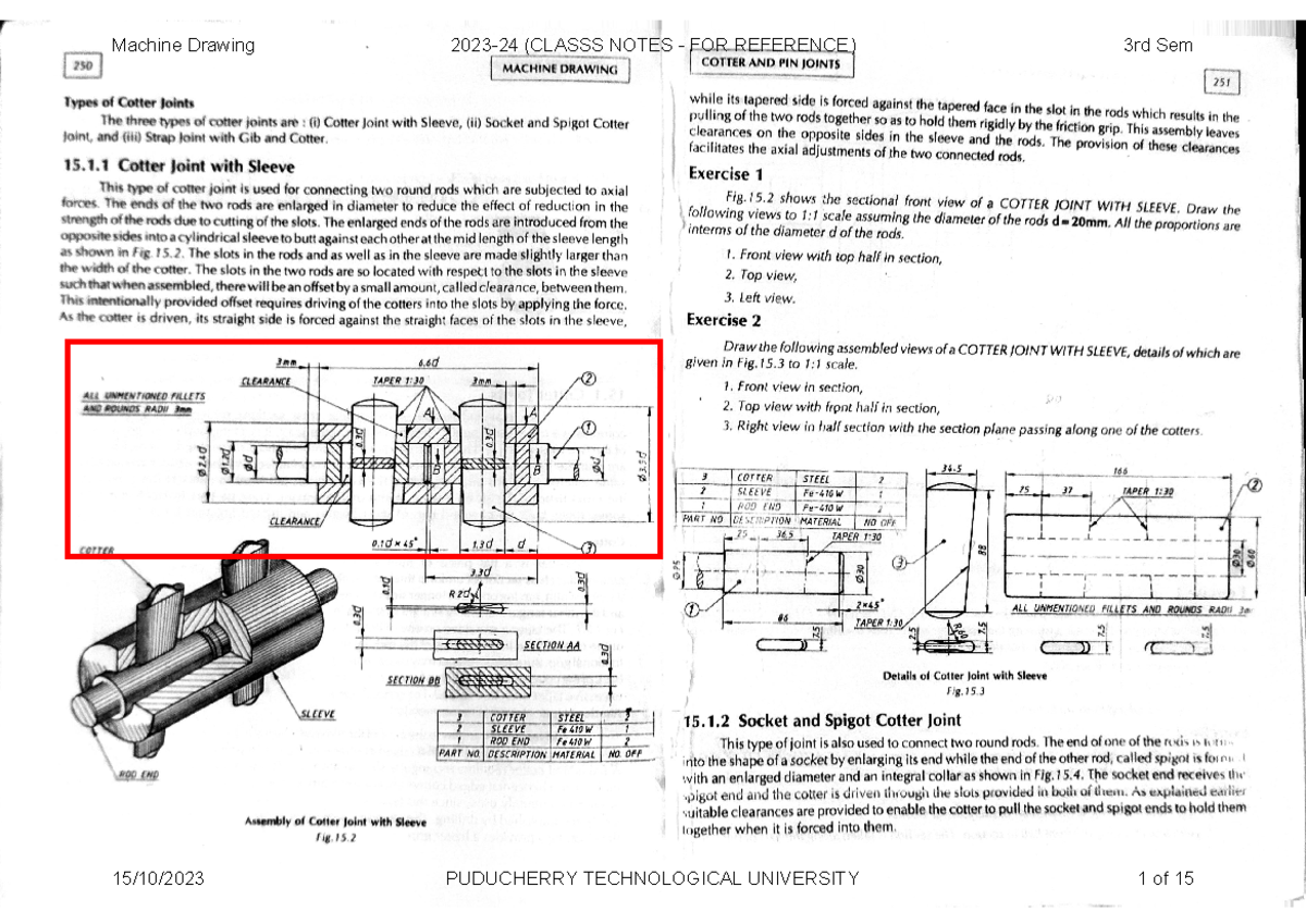 Joints reference notes sheets 5,6,7 and Assignment 01-1 - Machine ...