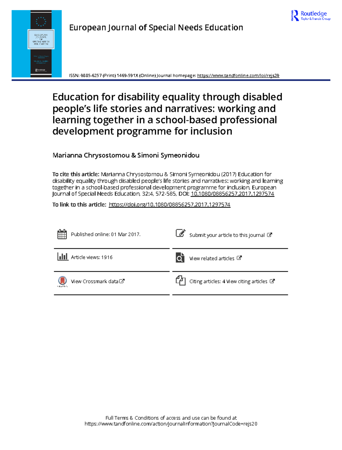Education for disability equality through disabled people s life ...