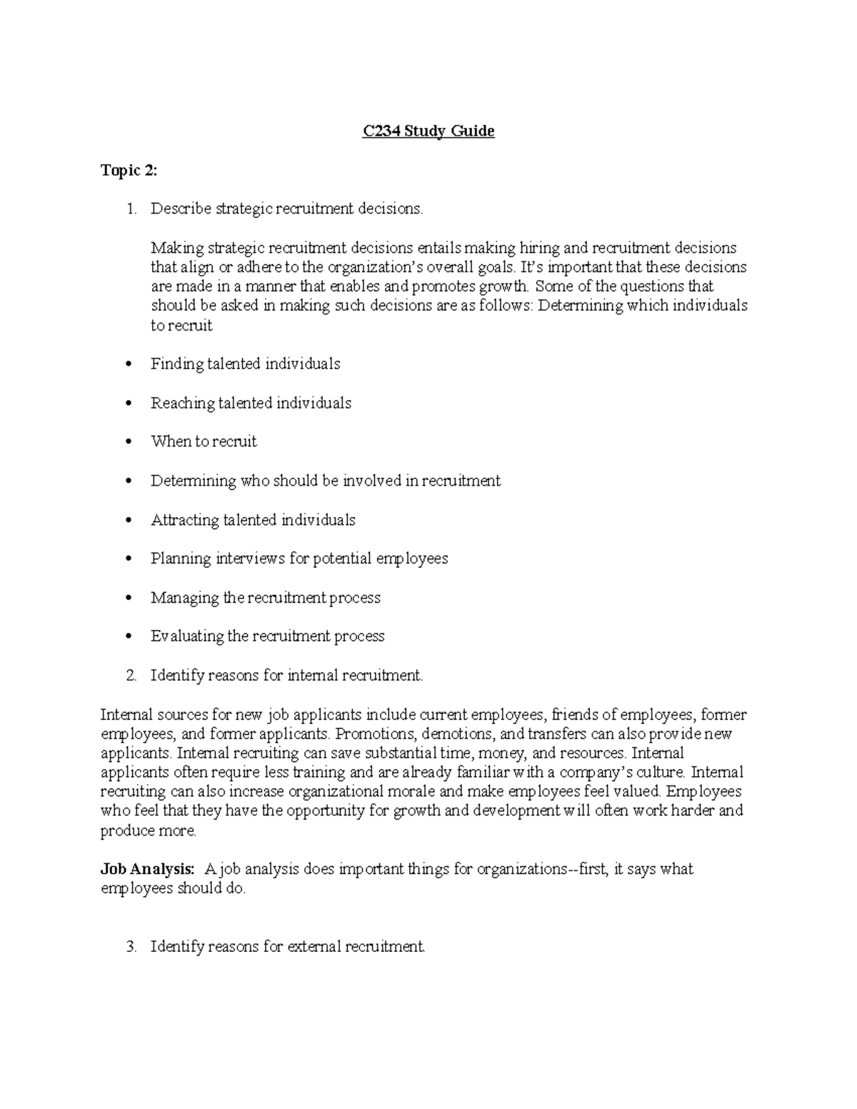 WGU C234 Study Guide - This document is for workforce planning and is ...