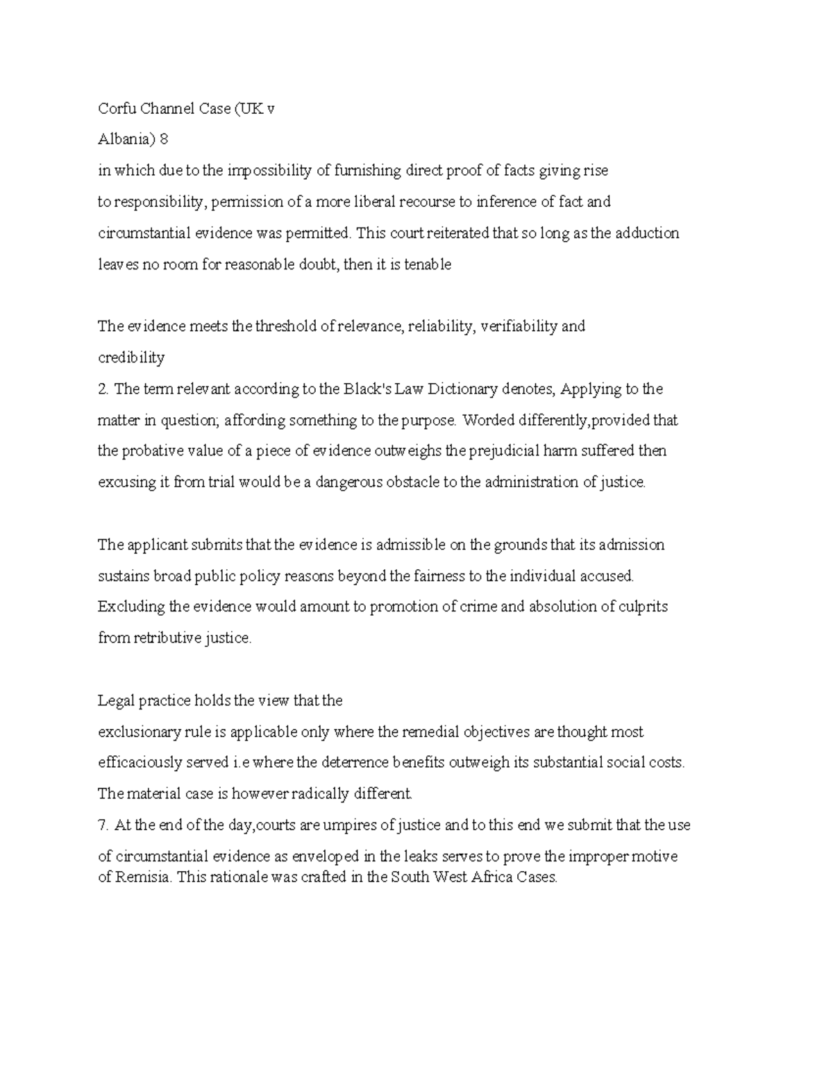 A summary of international law case the corfu channel case - Corfu ...