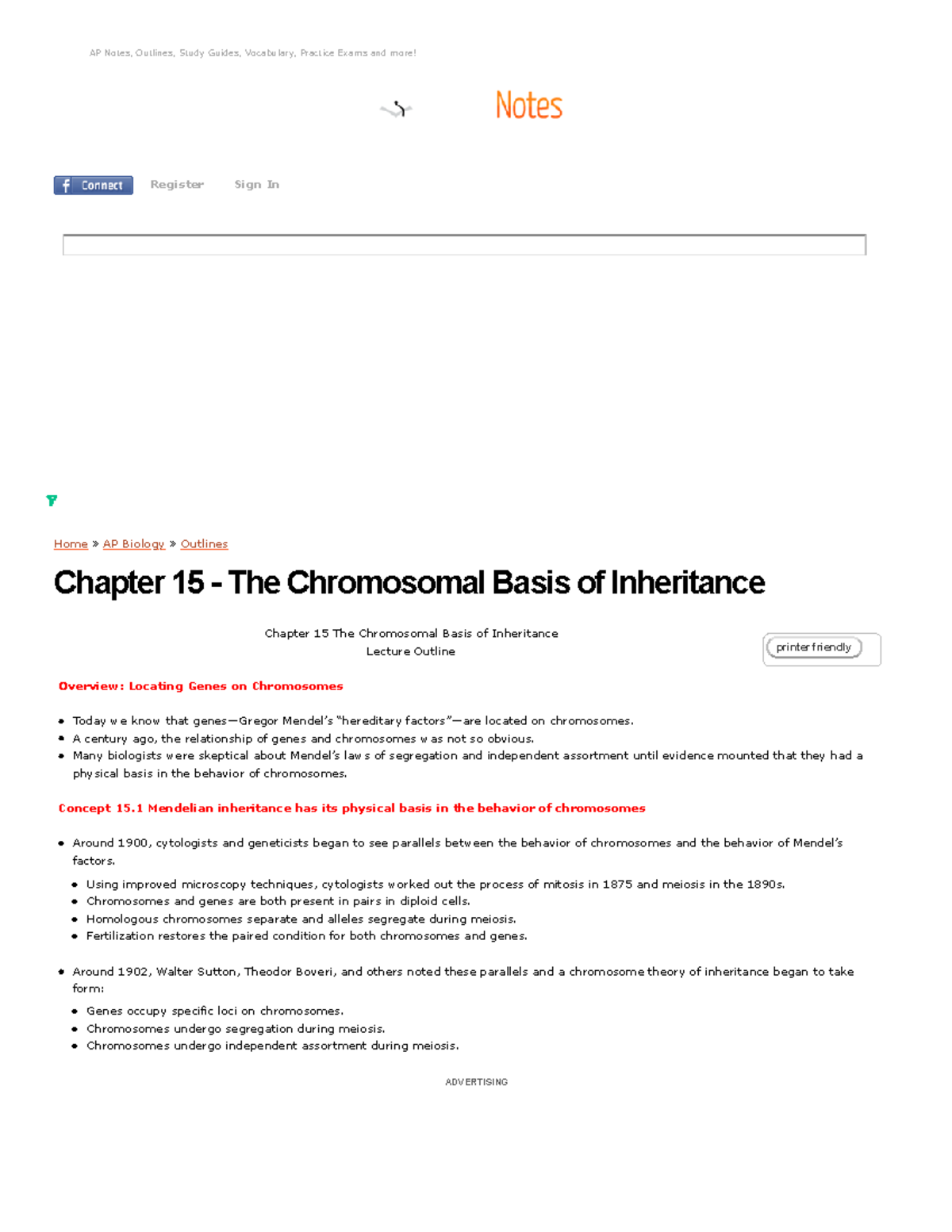 Chapter 15 - The Chromosomal Basis of Inheritance Course Notes - AP ...