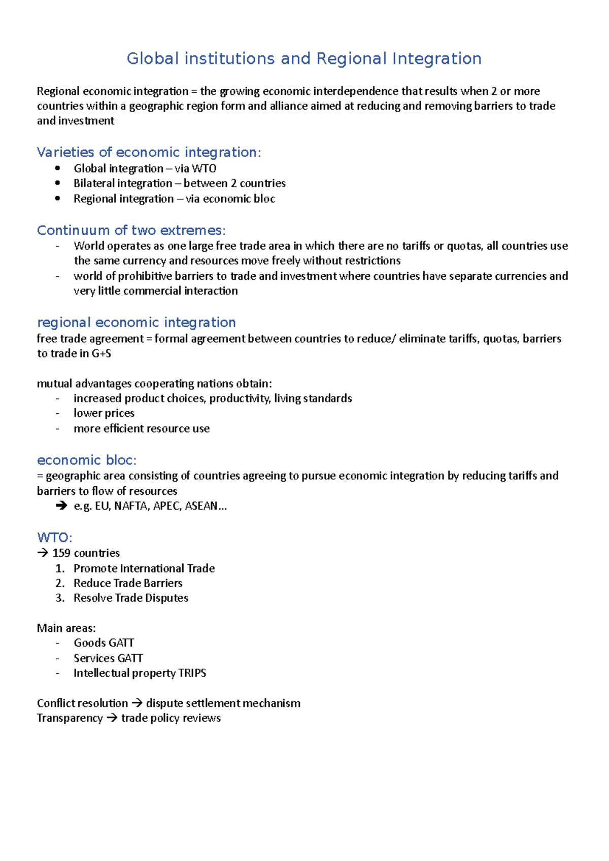4 - Global institutions and Regional Integration - Global institutions ...