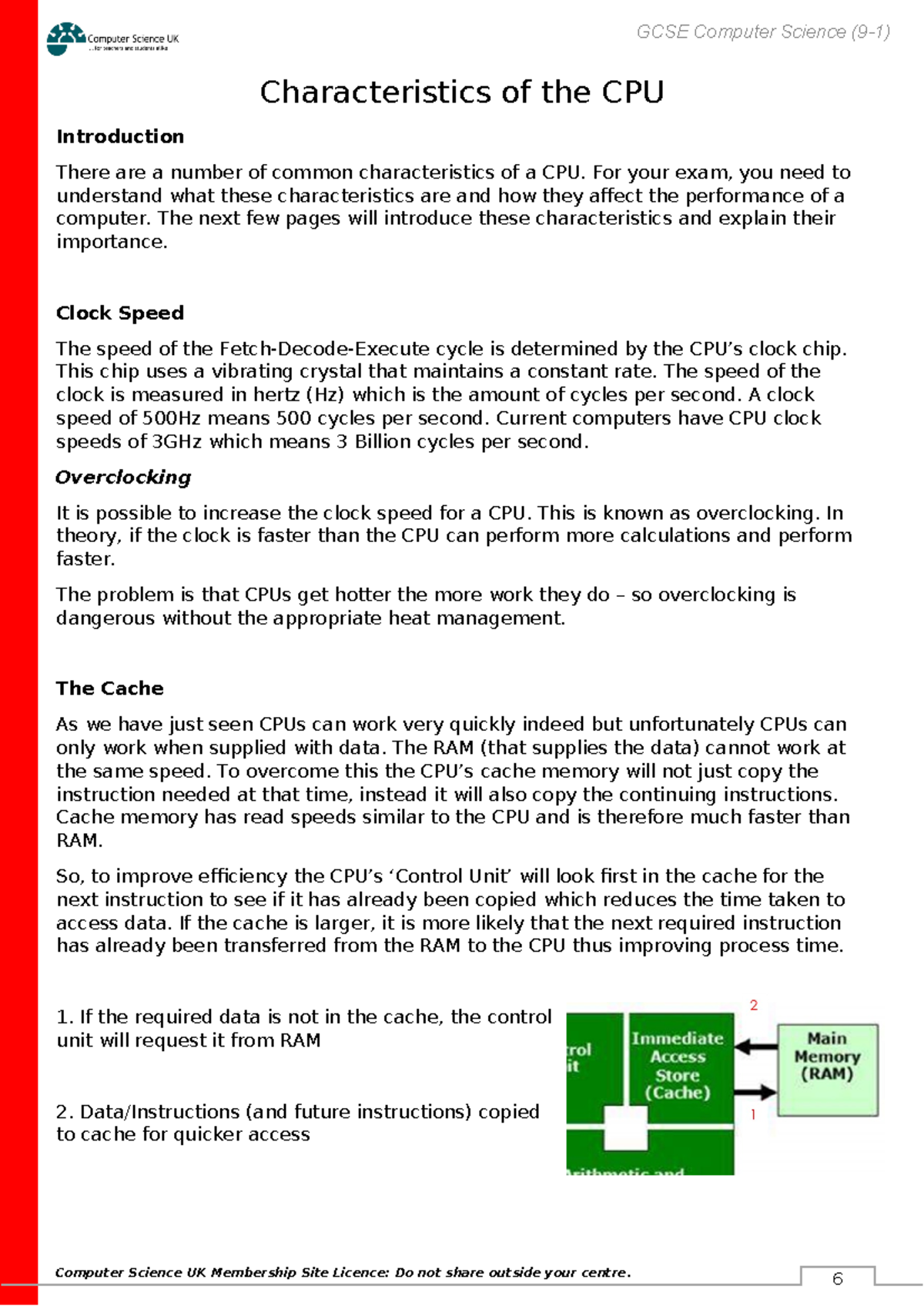1 - comp sci - Characteristics of the CPU Introduction There are a ...