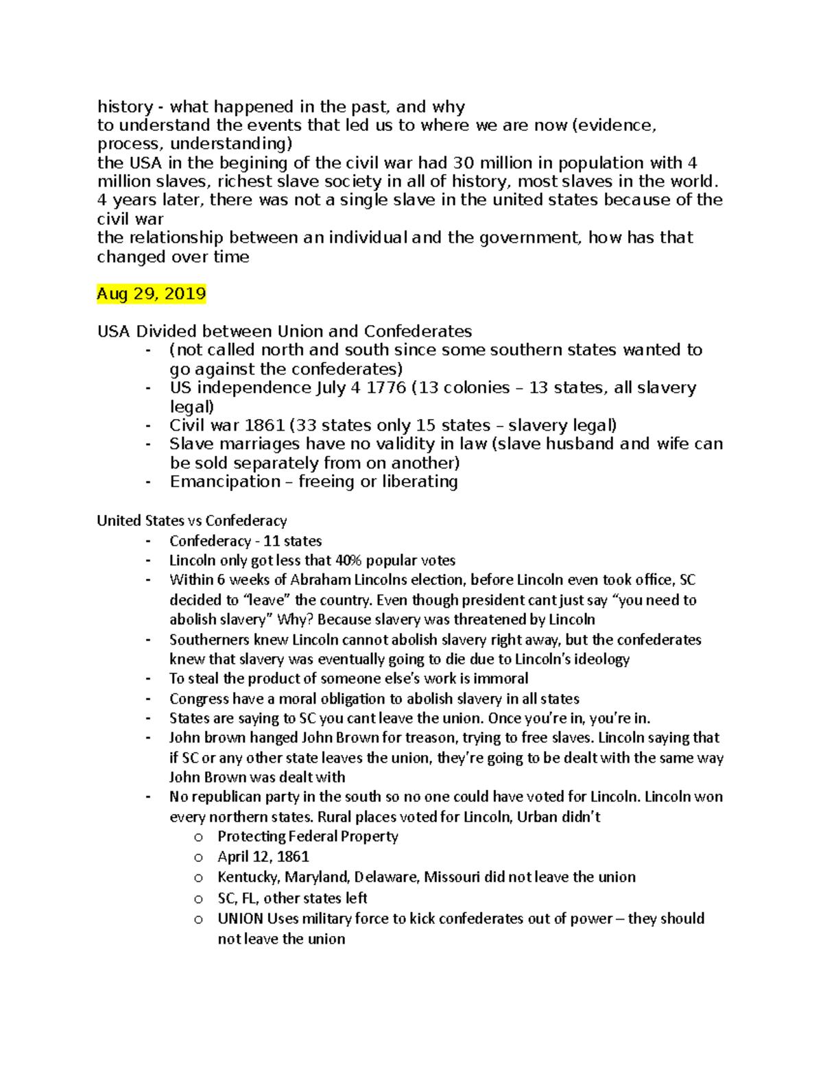 American History Notes - history - what happened in the past, and why ...