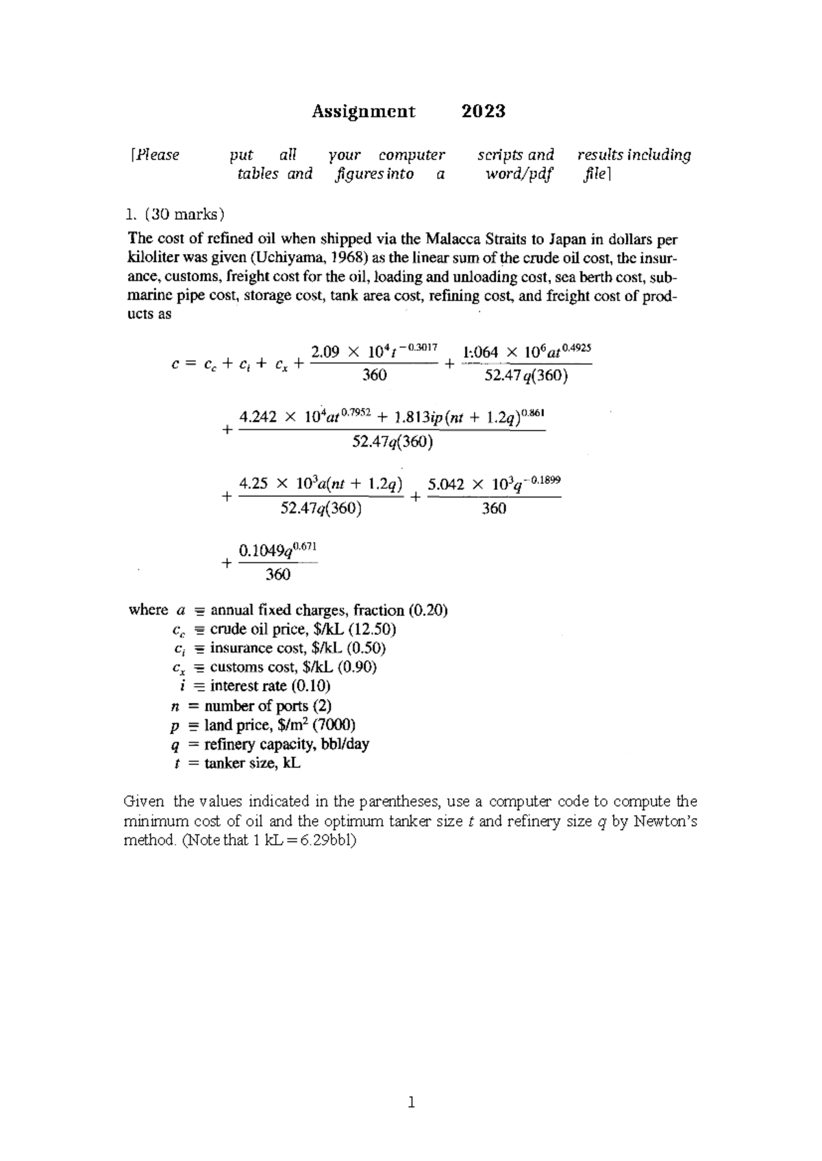 Assignment 2023 Part 2 - Assignment 2023 [Please put all your computer scripts and results ...