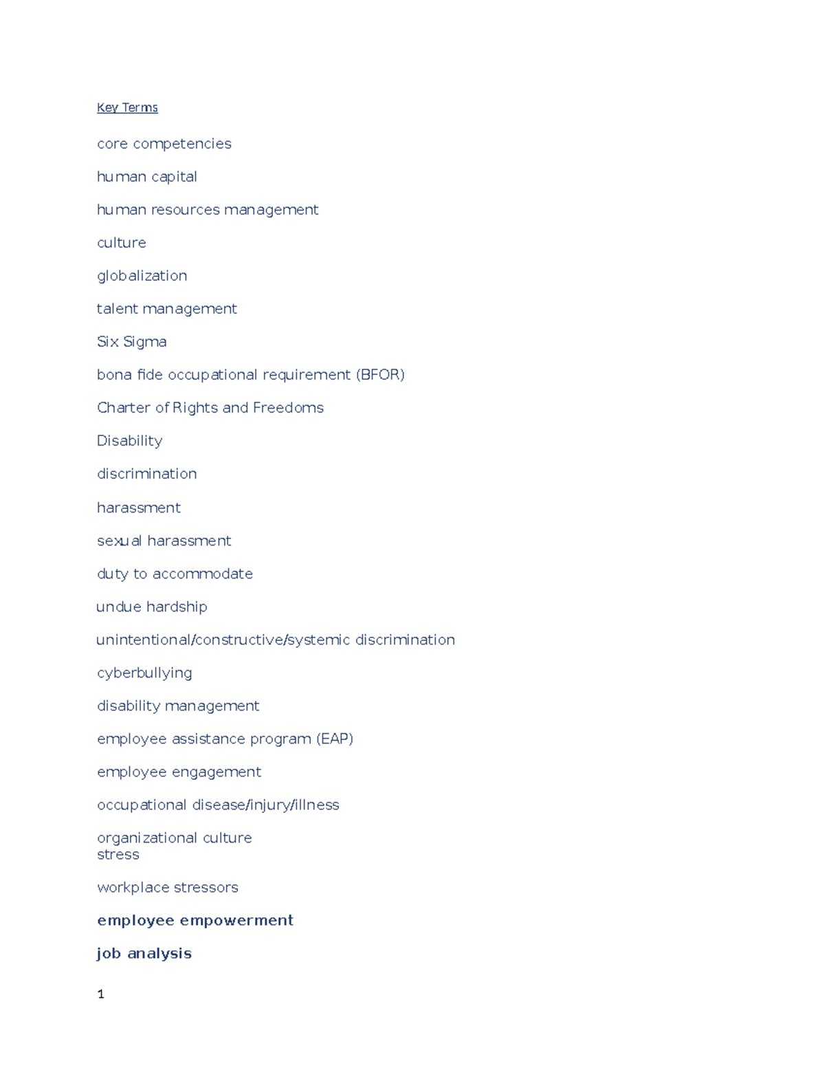 FInal Test Prep - Key terms and test prep questions for modules 1- 10 ...