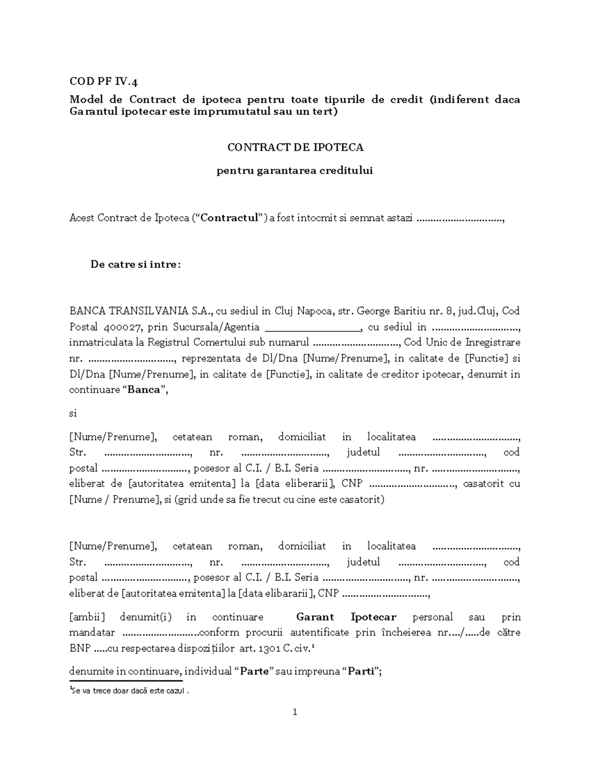Model Ipoteca Credit Imobiliar SAU Nevoi CU Garantie Imobiliara new ...