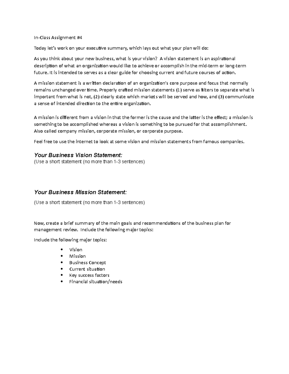 In-Class Assignment #4 - It is intended to serves as a clear guide for ...