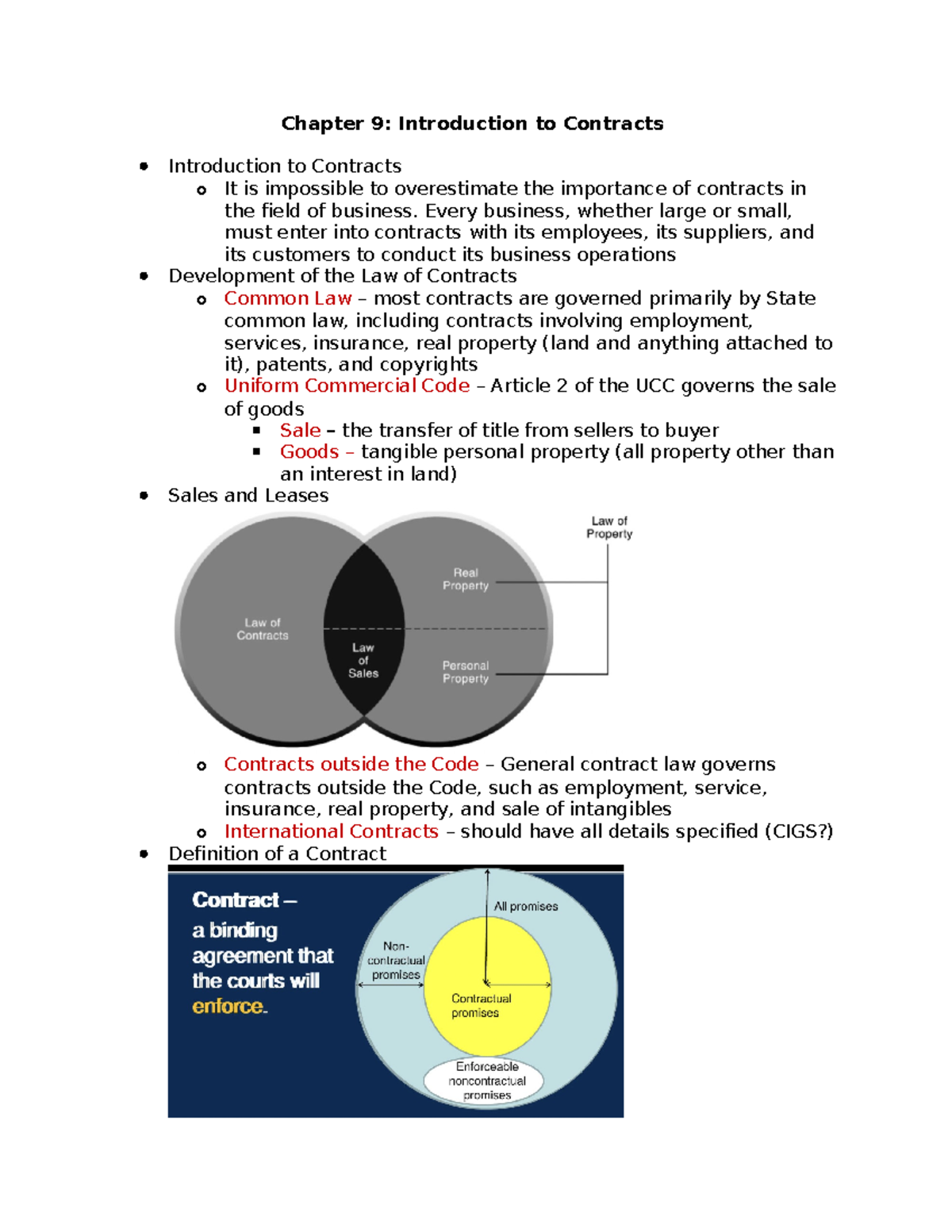 Chapter 9 - Introduction to Contracts - Every business, whether large ...