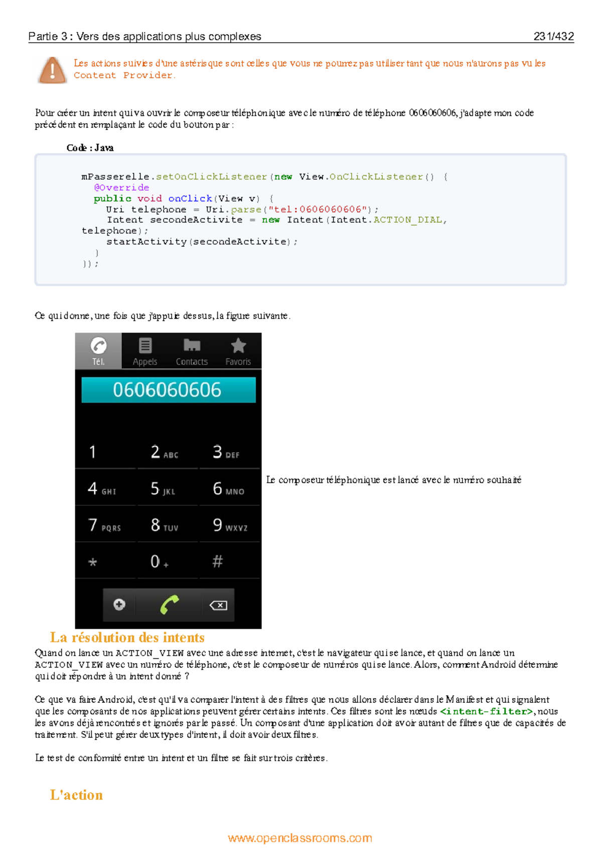554364 creez des applications pour android 231 330 - Les actions suivies d'une astérisque sont ...