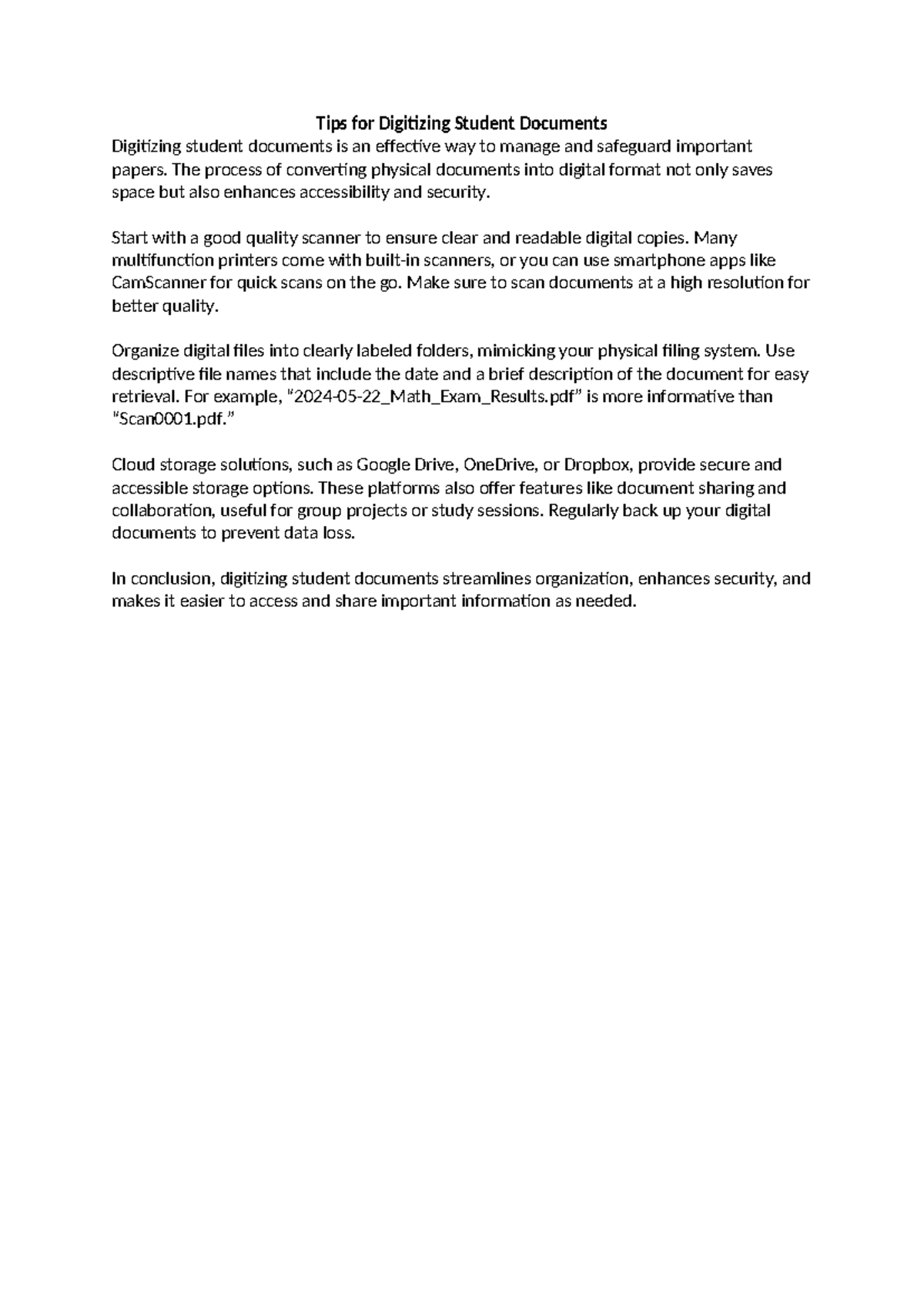 Tips for Digitizing Student Documents - Tips for Digitizing Student ...