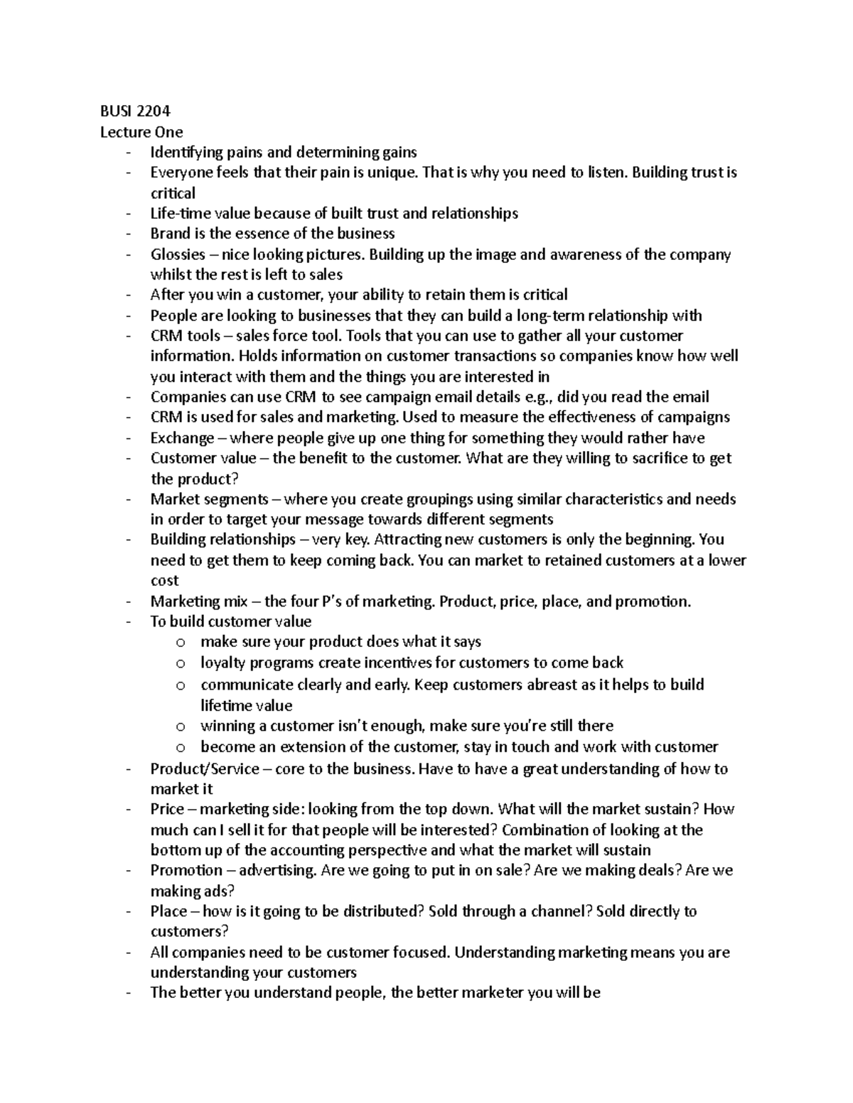 Lecture One notes - Stephen Beamish - BUSI 2204 Lecture One ...