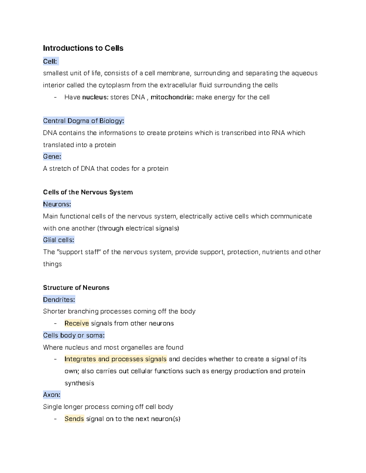 Cell Structure and Function in the NS and Intro to Electrophysiology ...