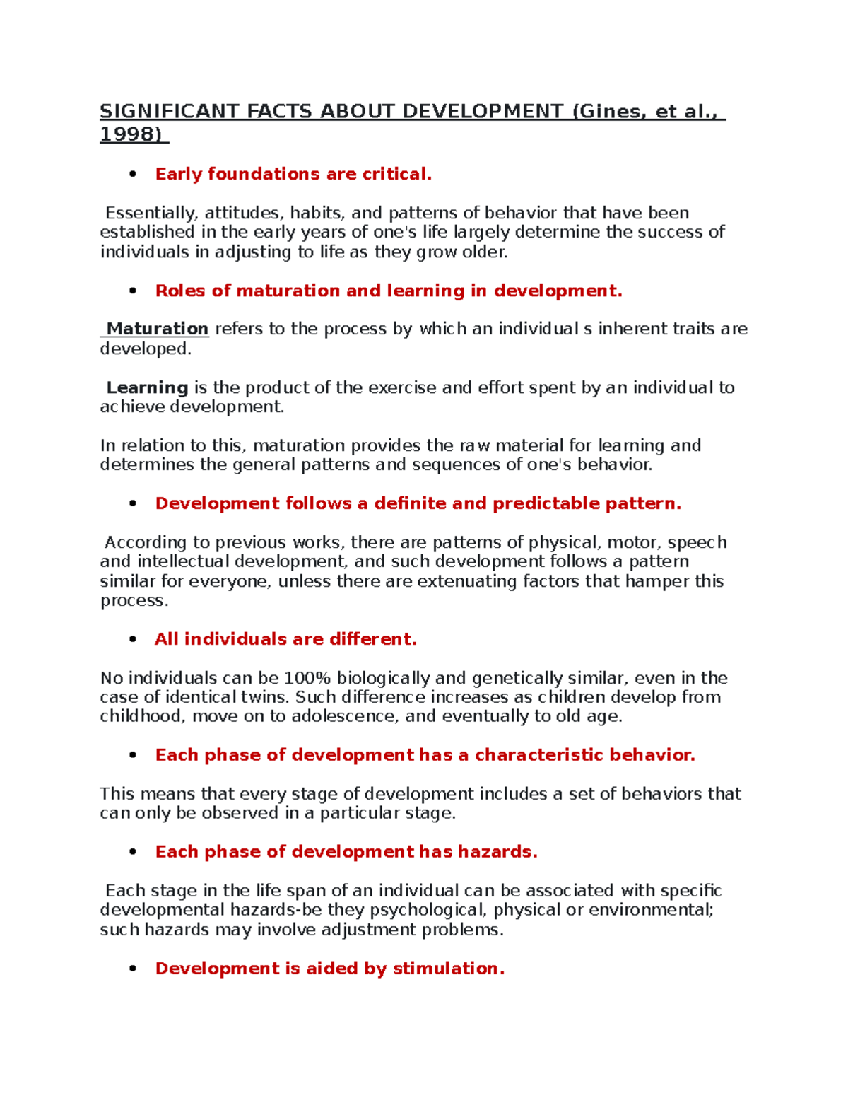 Significant Facts About Development - SIGNIFICANT FACTS ABOUT ...