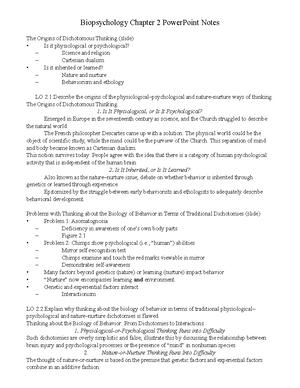 Biopsychology Chapter 3 Anatomy of the Nervous System Power Point Notes ...