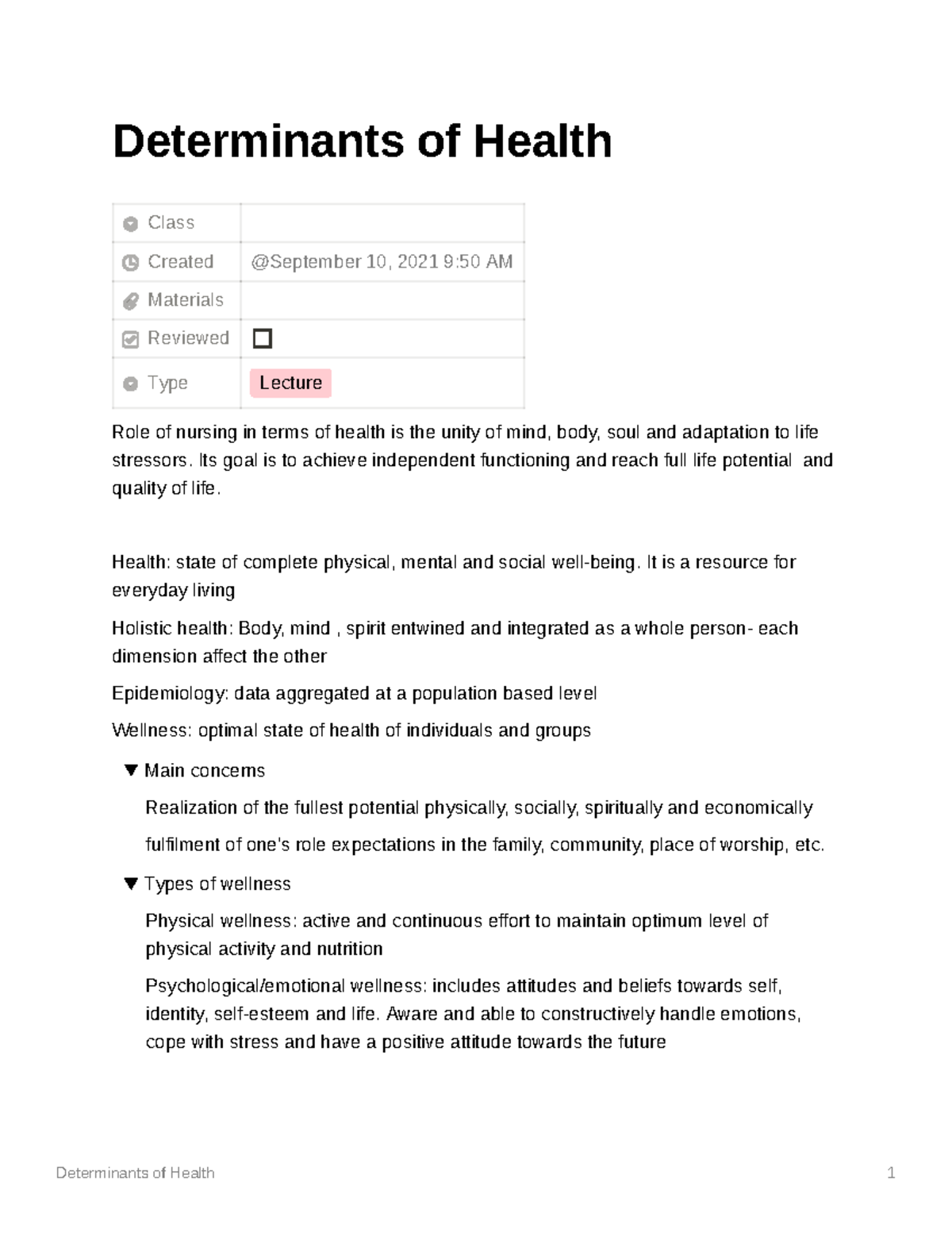 Determinants Of Health Lecture 1 Introduction To Determinants Of Health Determinants Of
