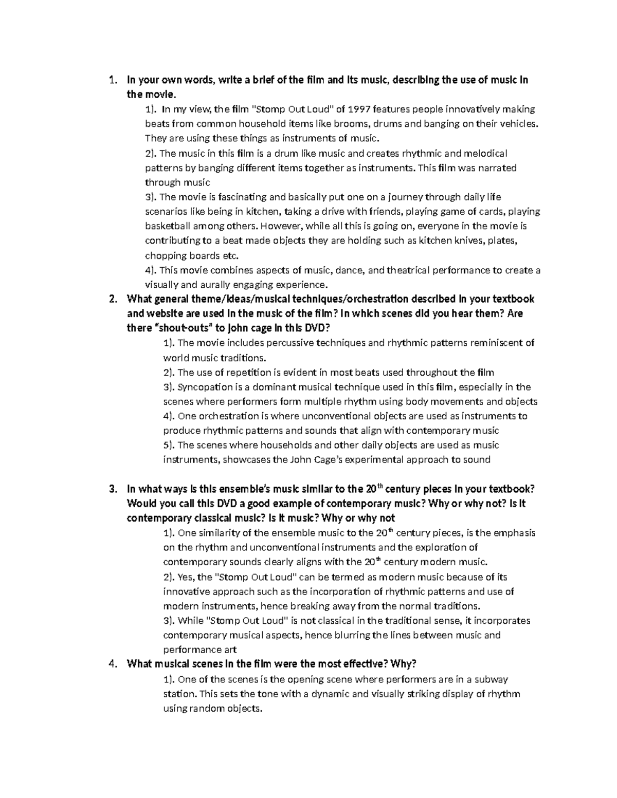 Stomp OUT LOUD - Summary Art Analysis - In your own words, write a ...