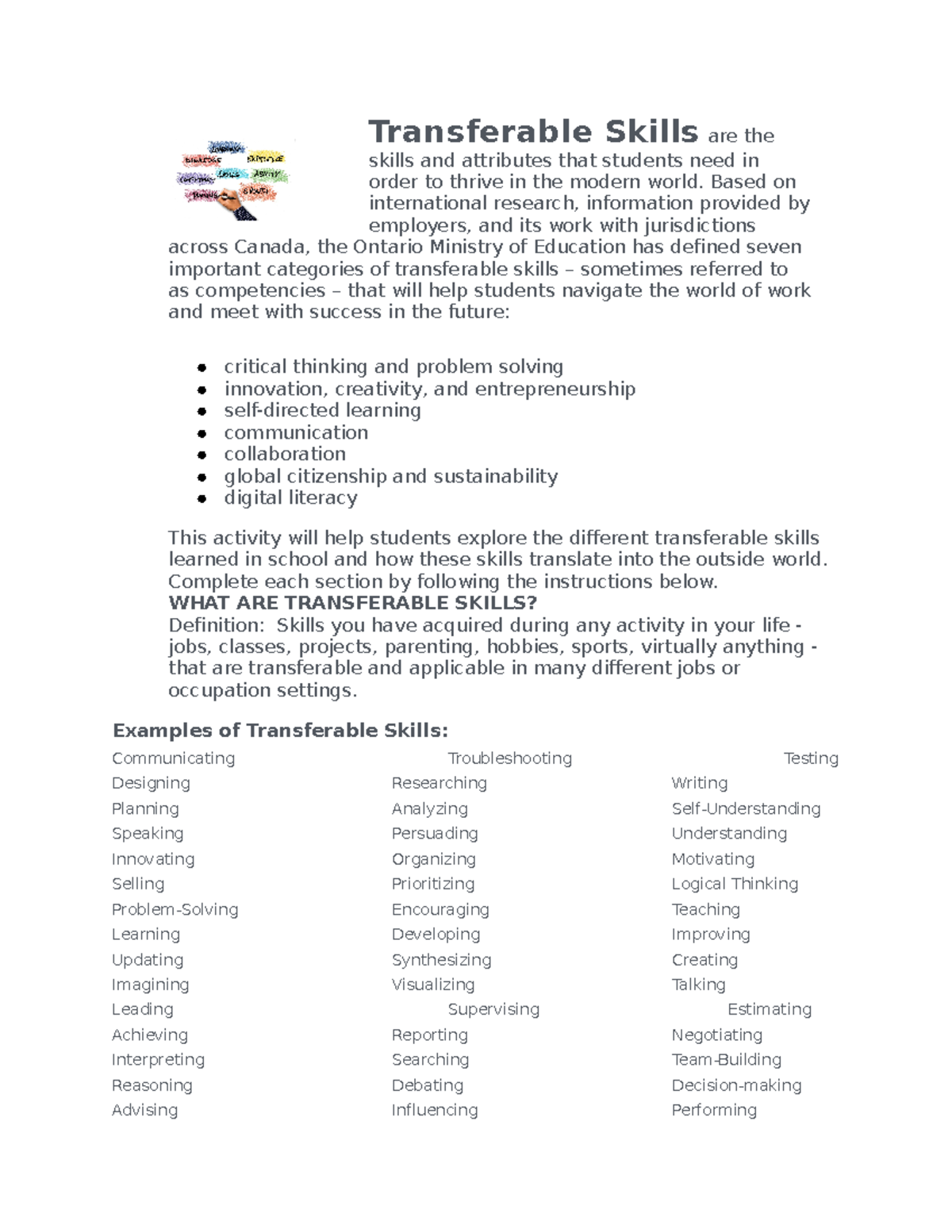 Transferable Skills - Based on international research, information ...