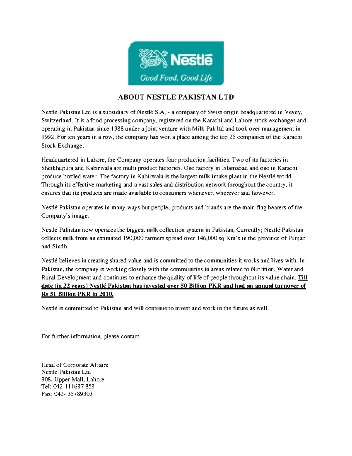 Nestle - Its all about nesyle company management - ABOUT NESTLE ...