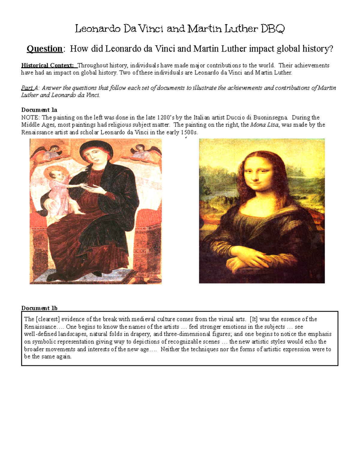 Neeya Mills - Copy of Leonardo Da Vinci and Martin Luther DBQ ...