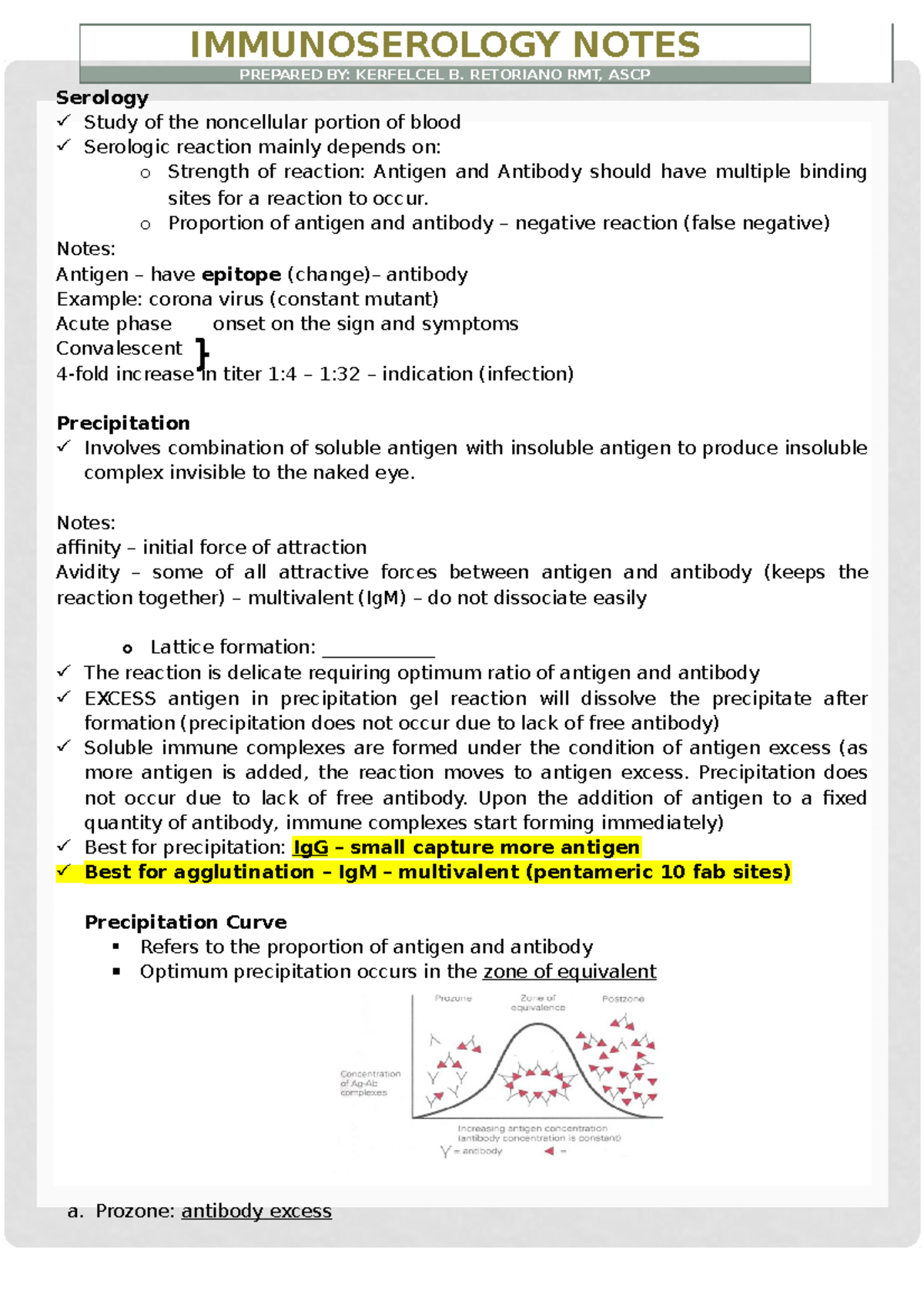 Immunoserology notes edited - Serology Study of the noncellular portion ...