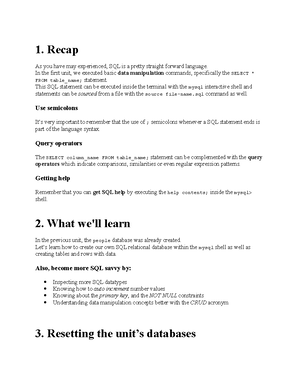 DAD 220 Codio Week Four Assignment - 1. Recap 1. Recap In the previous ...