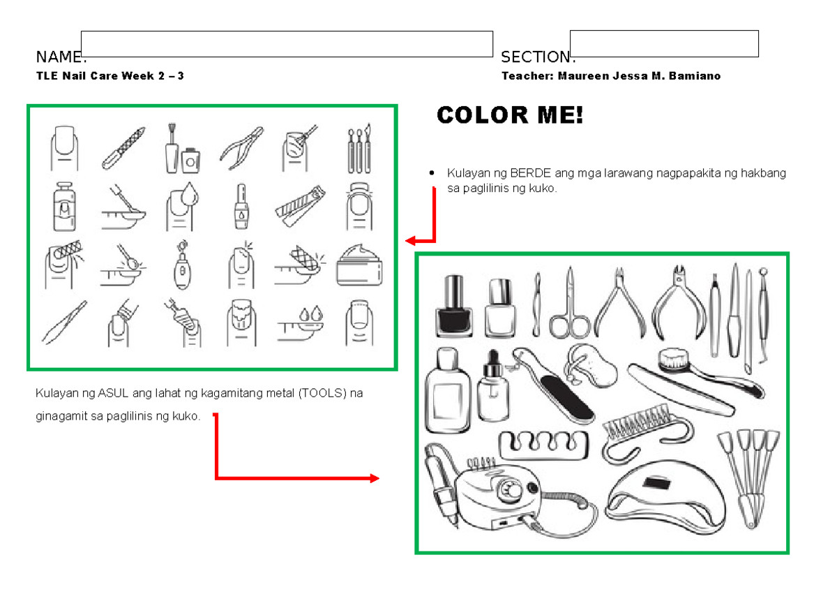 LSEN ACt. 2021 - yea - TLE Nail Care Week 2 – 3 Teacher: Maureen Jessa ...