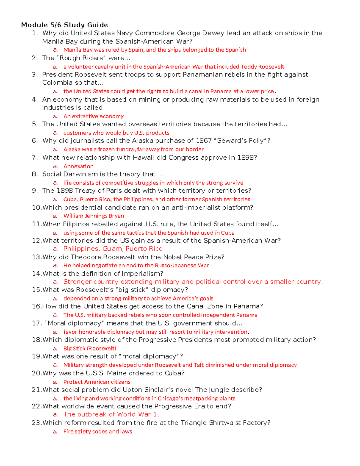 Module 5 6 Study Guide Handout - Module 5/6 Study Guide 1. Why did ...