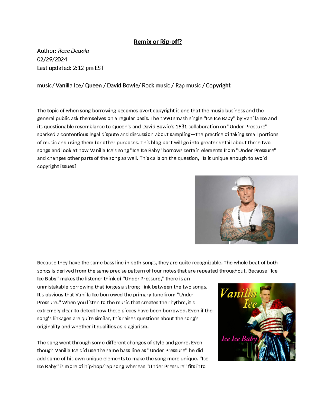 ENG4U Blog Post - Remix or Rip-off - Remix or Rip-off? Author: Rose ...