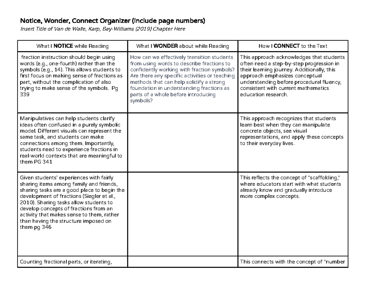 NWC Chap 14 - NWC - Notice, Wonder, Connect Organizer (include page ...