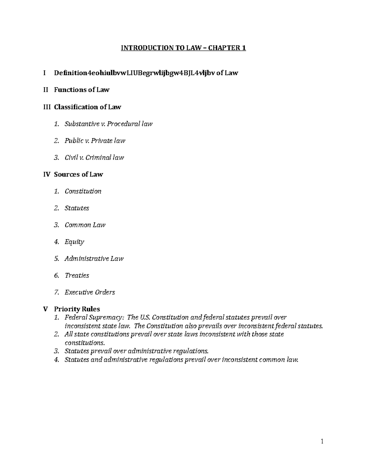 Rr - efLJEQfljnewfljbn - INTRODUCTION TO LAW – CHAPTER 1 I - Studocu