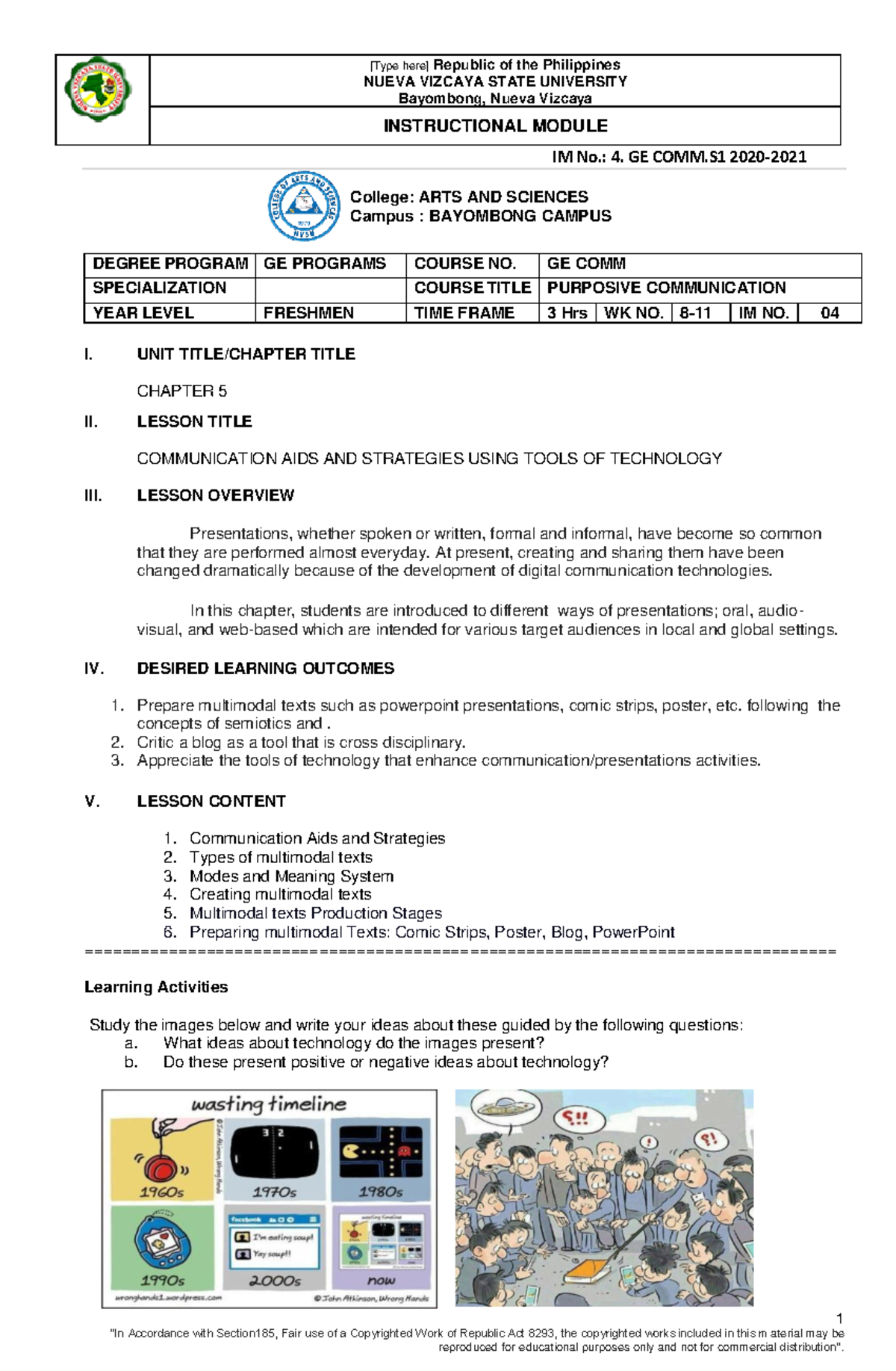 Handout-4 - notes - NUEVA VIZCAYA STATE UNIVERSITY Bayombong, Nueva ...