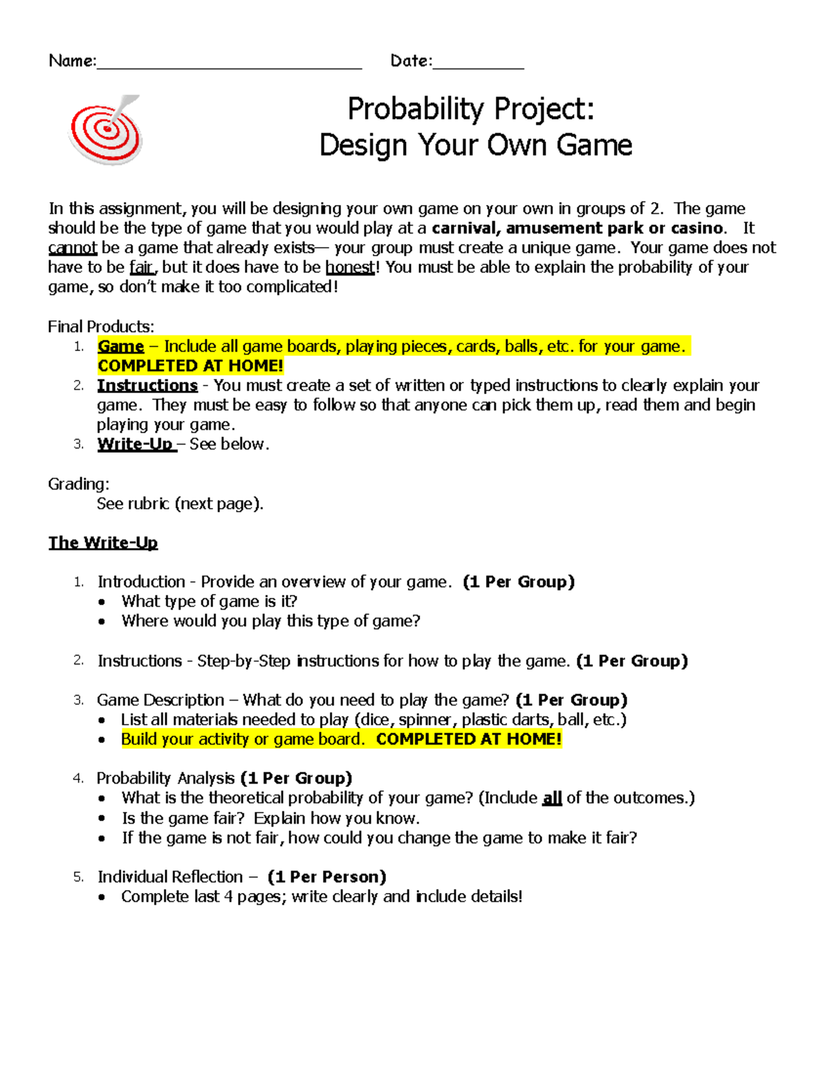 Project-27w5me1 - Hhh huhh huhh - Probability Project: Design Your Own ...