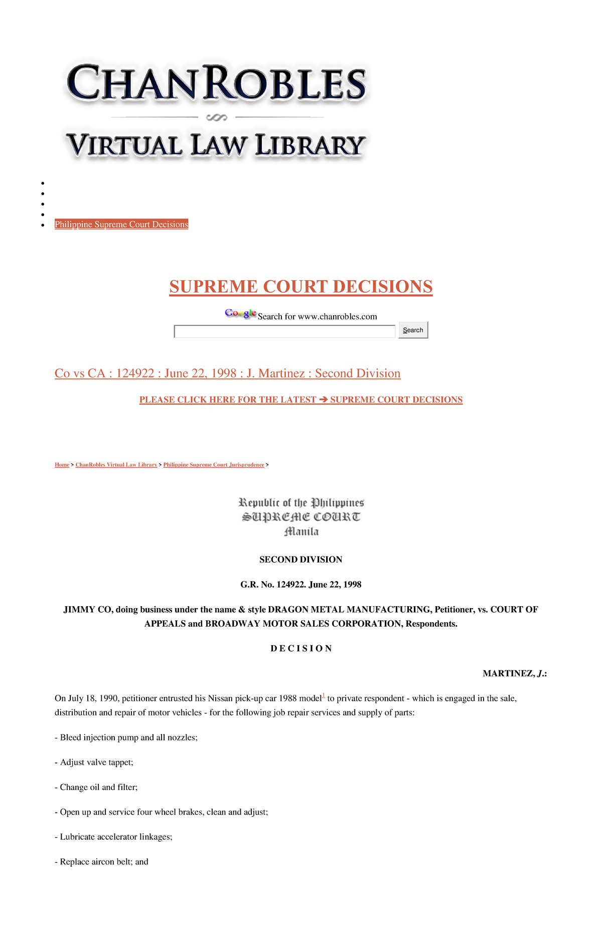 CO-VS-CA - case digest - Home Main Index Law Library Philippine Laws ...
