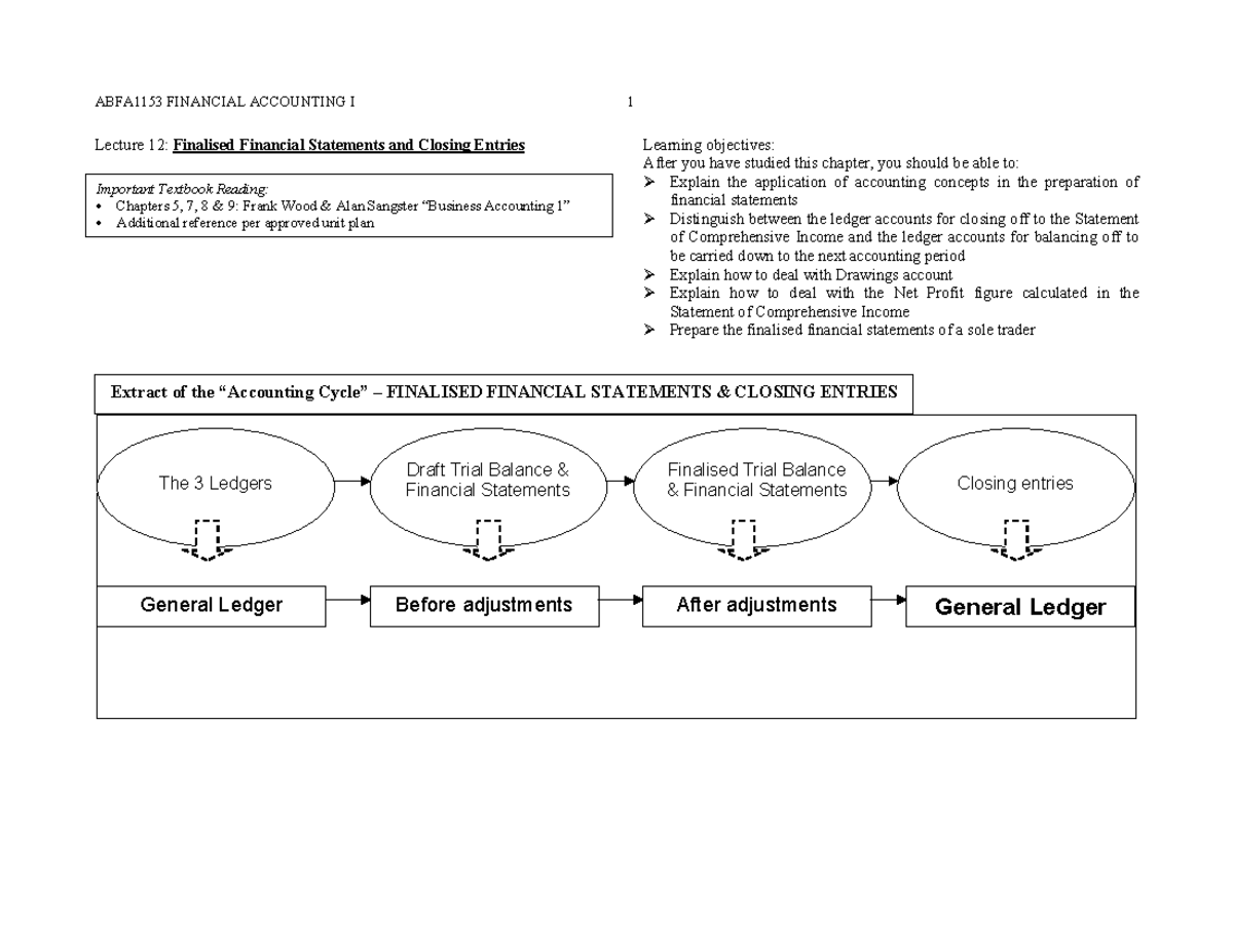 L12 ABFA1153 FA I (lecturer) - Lecture 12: Finalised Financial ...