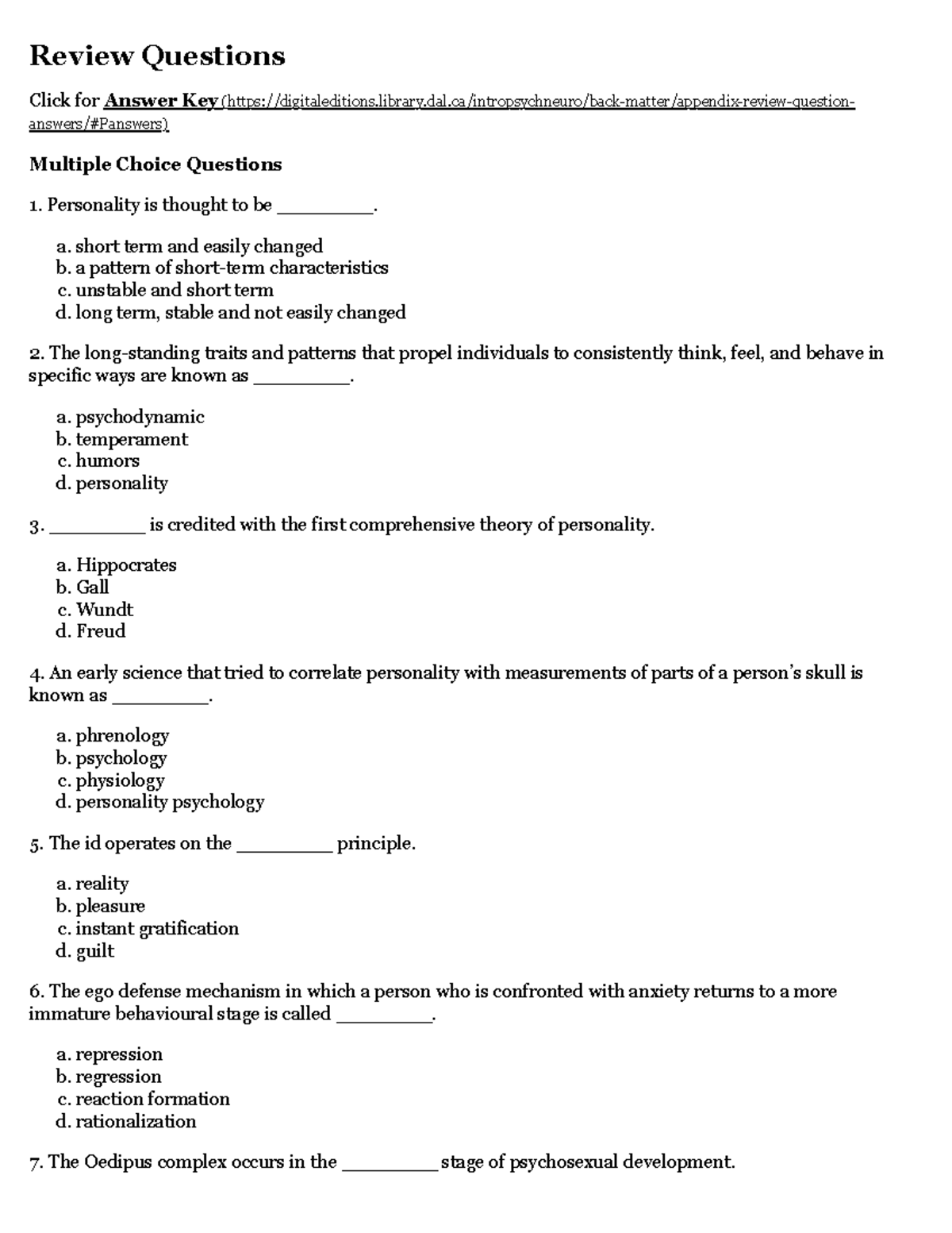 Review Questions - PSYC-1001-081 (Intro To Psychology 98014) - Review ...