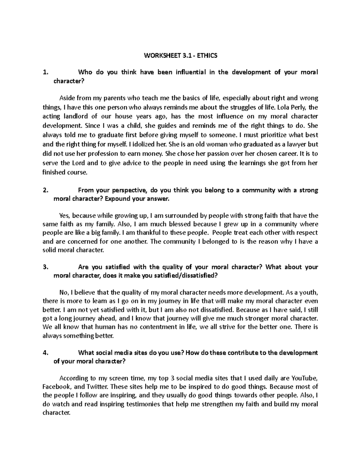 Worksheet - 1. Who do you think have been influential in the ...