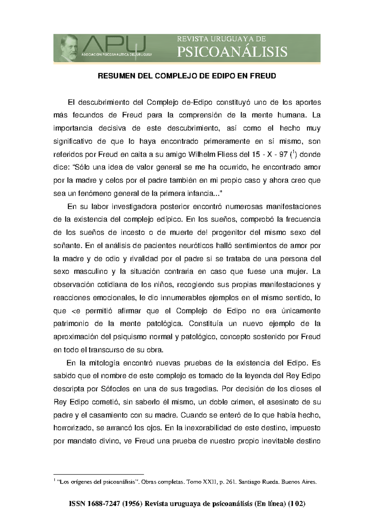 Resumen del Complejo de Edipo - RESUMEN DEL COMPLEJO DE EDIPO EN FREUD ...