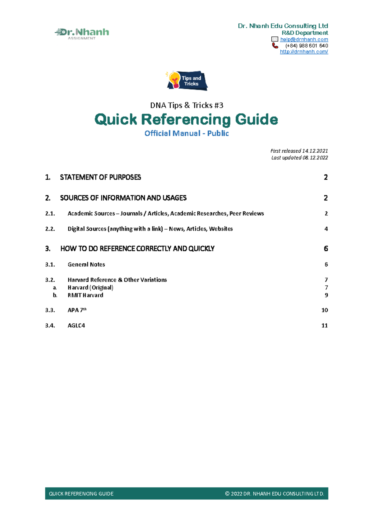 Quick Referencing Guidelinepublic version 04 - R&D Department help ...