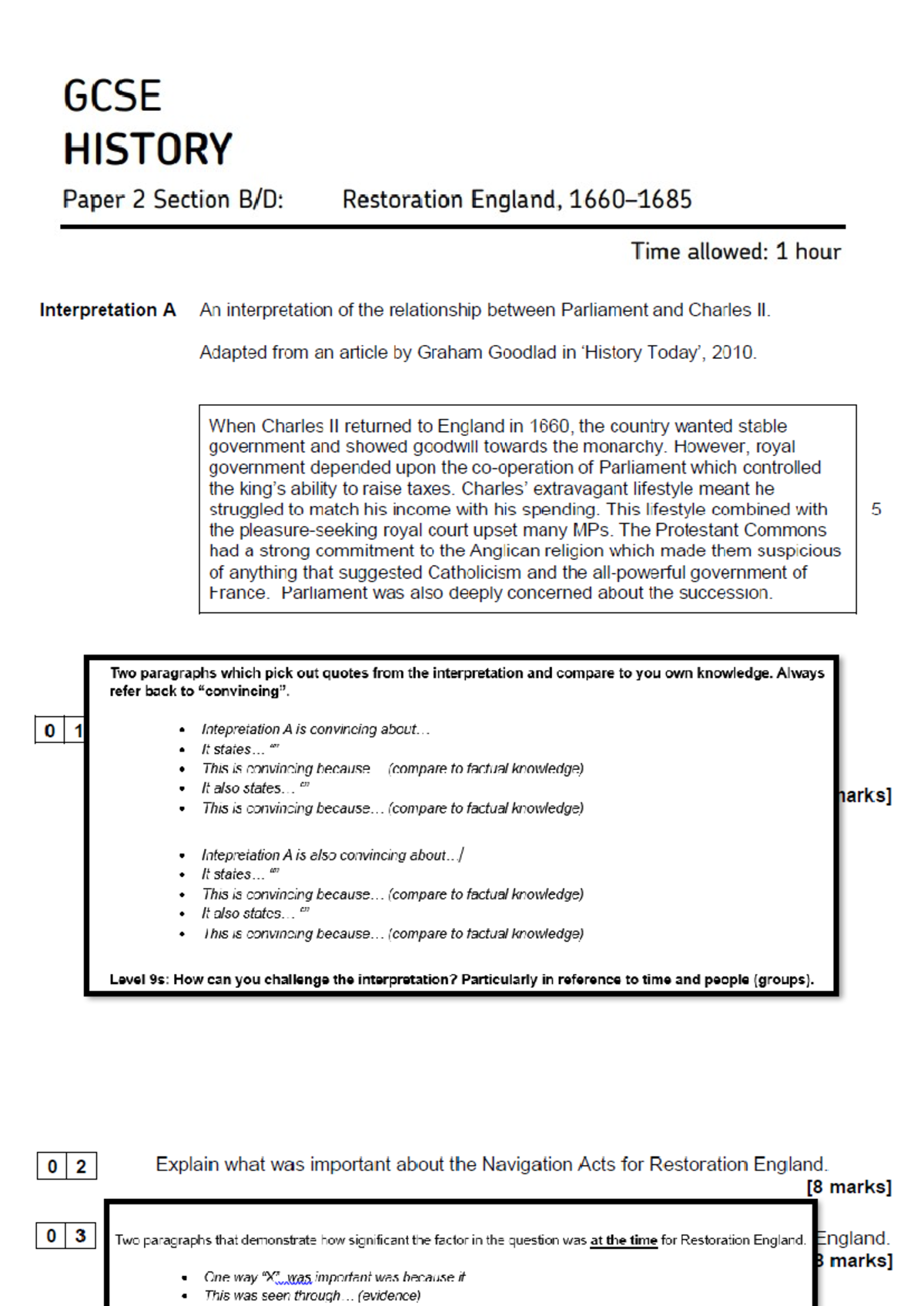 Restoration paper - GCSE AQA - Studocu