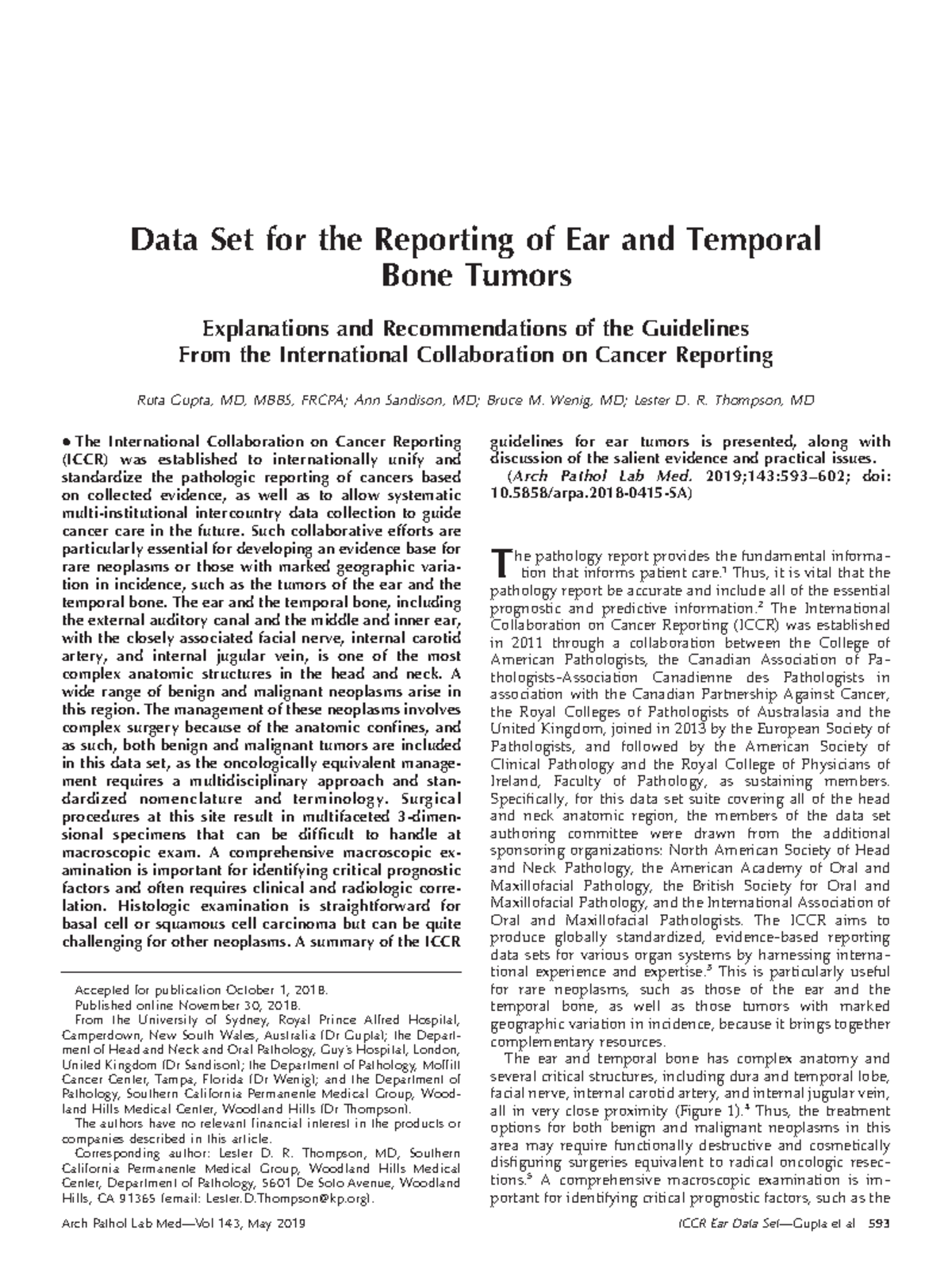 Ca epidermoide de oido - Data Set for the Reporting of Ear and Temporal ...
