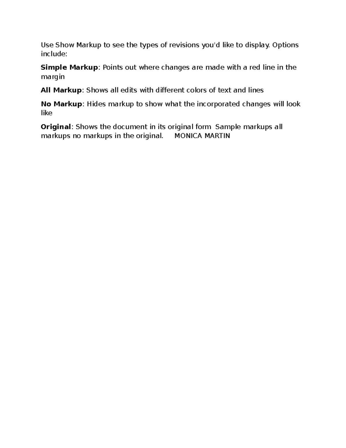 MM - FOOK - HCM205 - Use Show Markup to see the types of revisions you ...